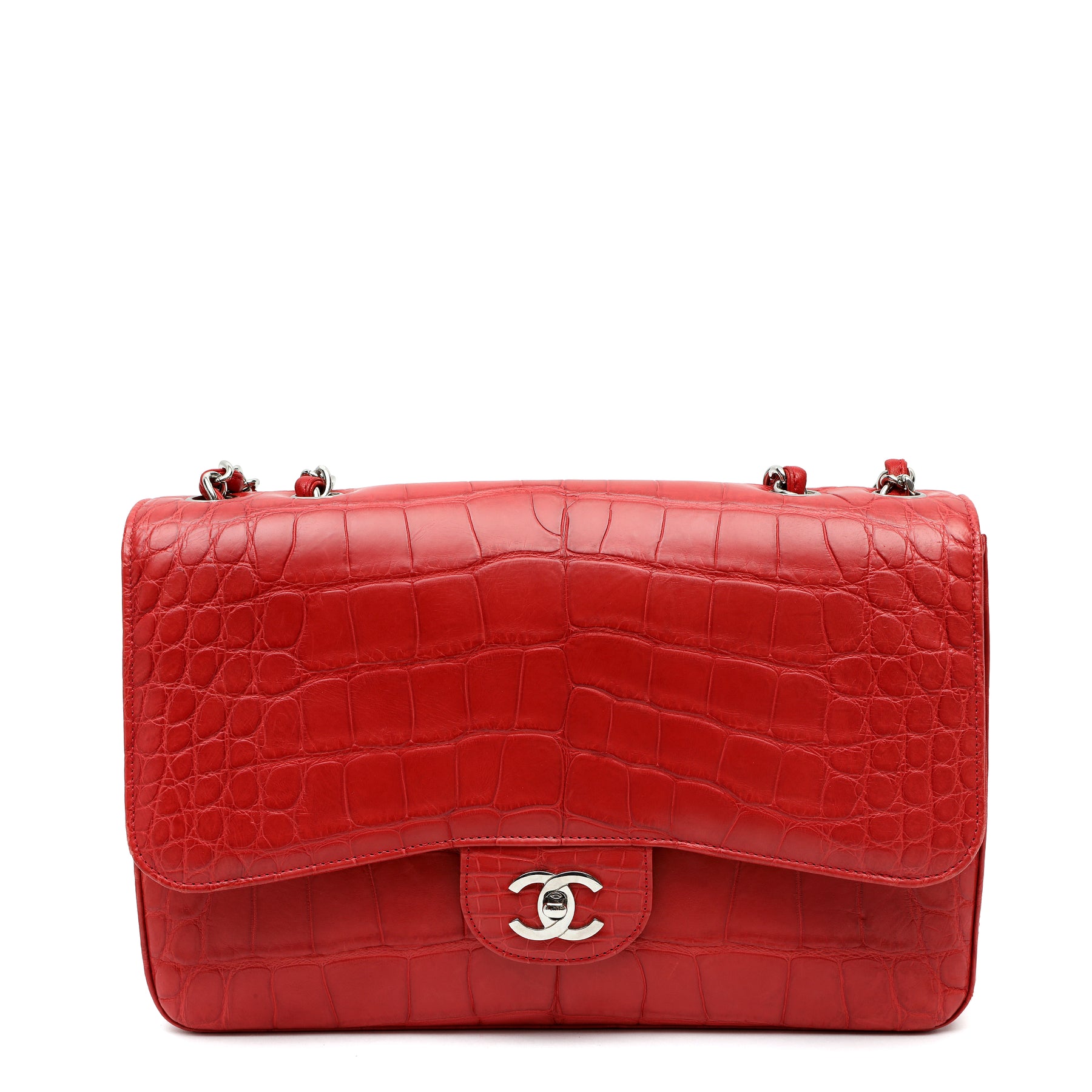 Chanel Deep Red Croc Jumbo Classic w SH – Only Authentics