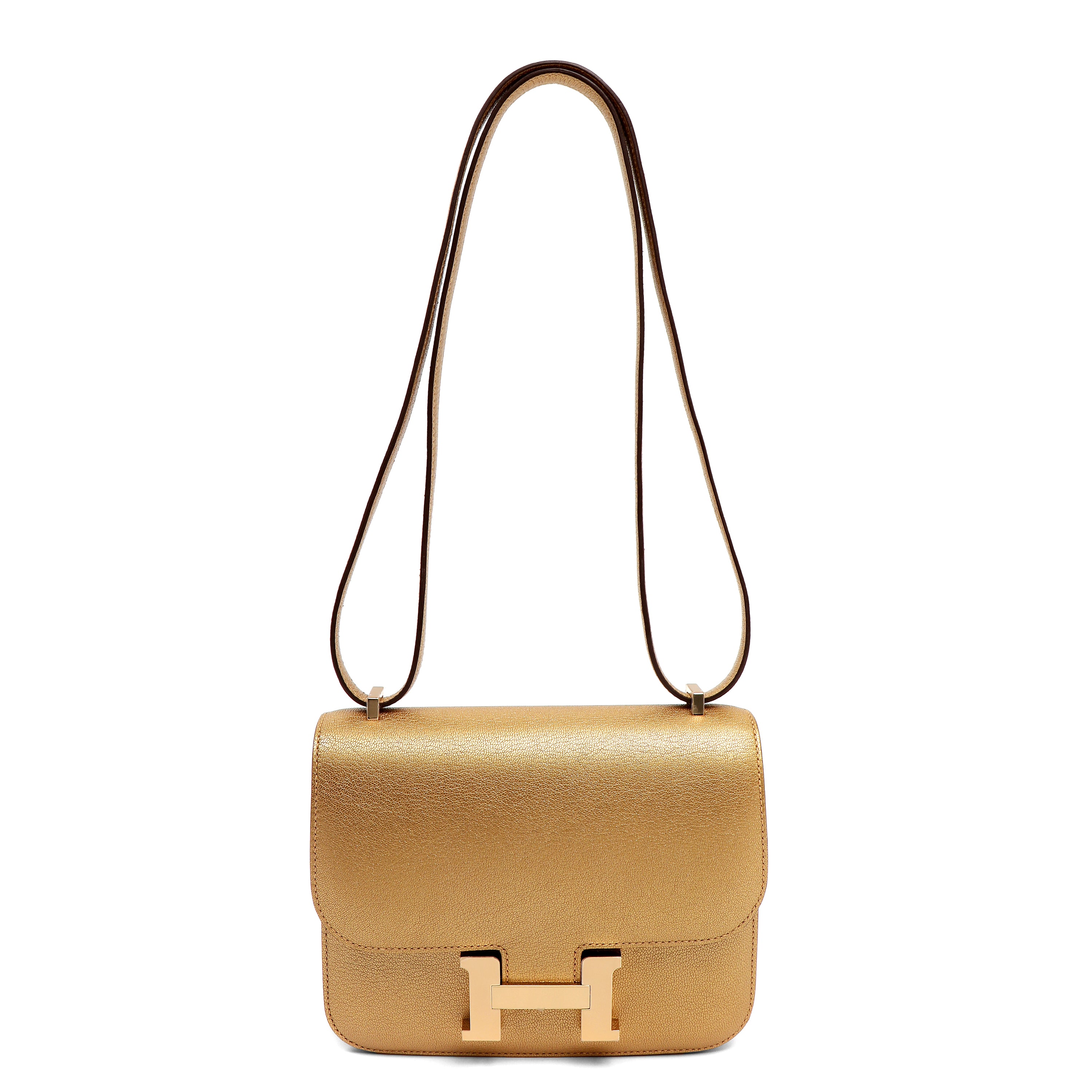 Hermes Constance 18cm Doré Metalic Chamkilight Chevre – Only Authentics
