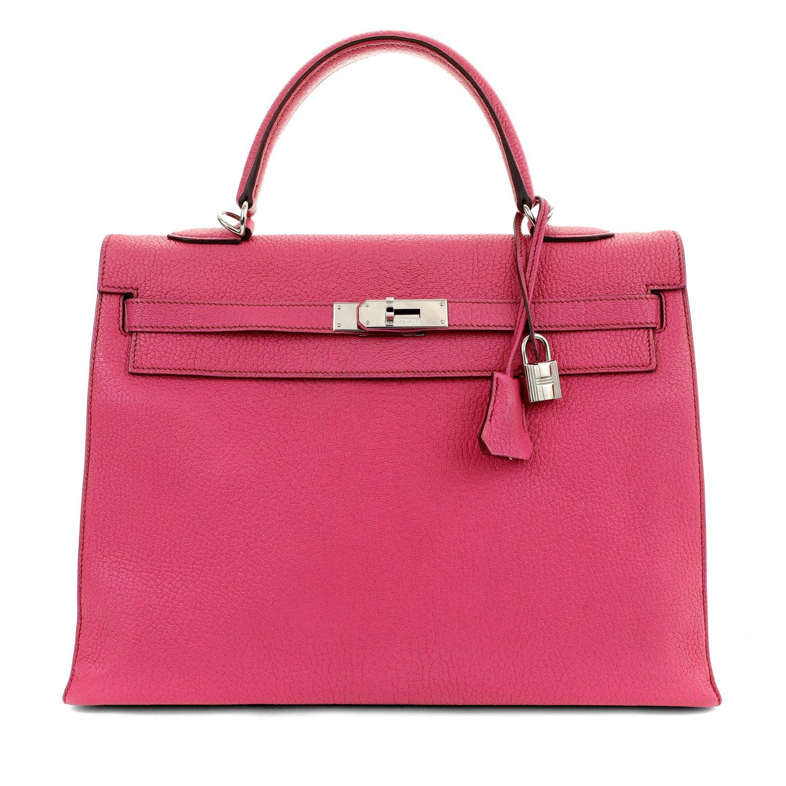 Hermes Kelly 35cm Rose Shocking Chevre w/Palladium Hardware – Only ...